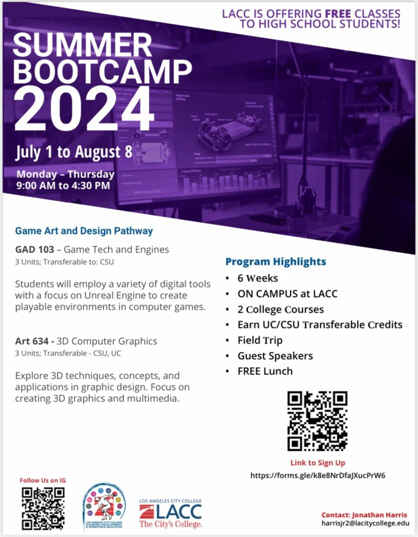 LACC Free Summer College Courses (Game Art/Design, Animation ...