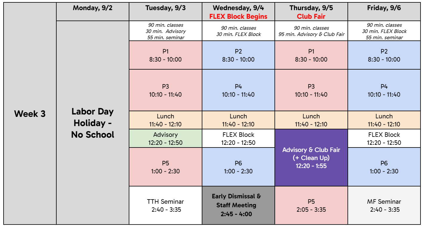 Week 3 Schedule