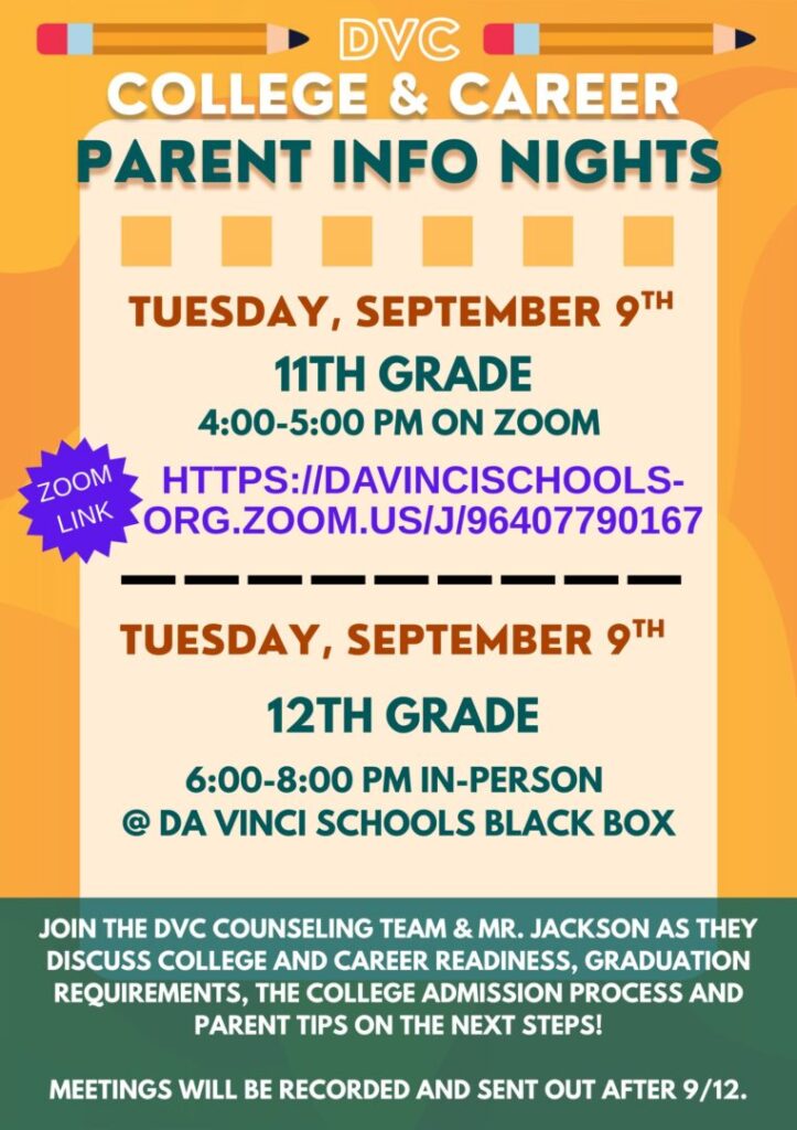 TONIGHT: 11th & 12th Grade College and Career Parent Nights